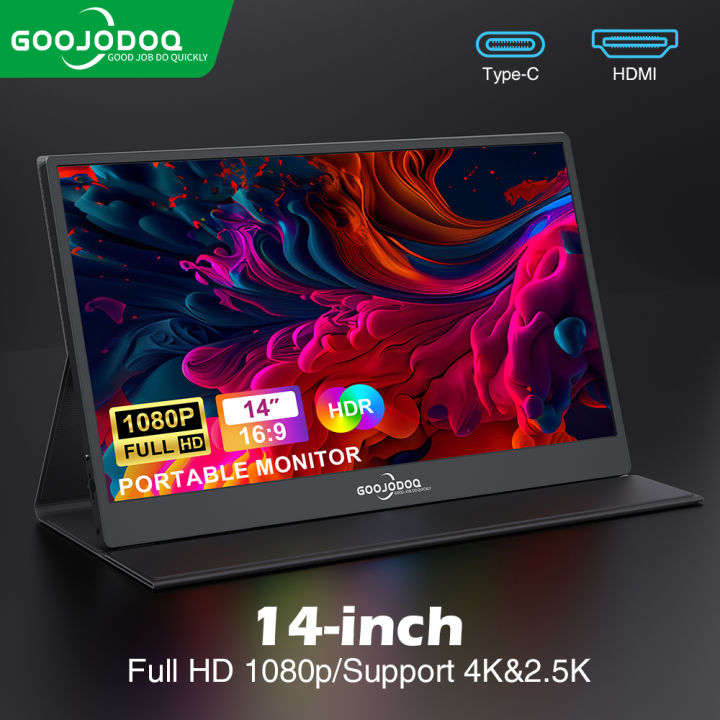 GOOJODOQ Portable Monitor 14 Inch Ultra HD IPS Display with 72% Color ...