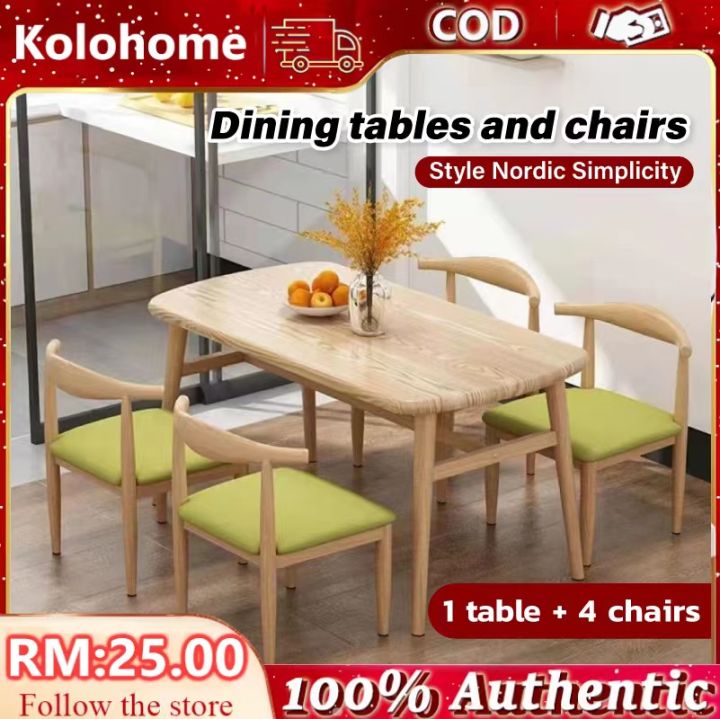 120*60CM Table and Chairs Combination 1 Table 4 Chairs Restaurant Home ...