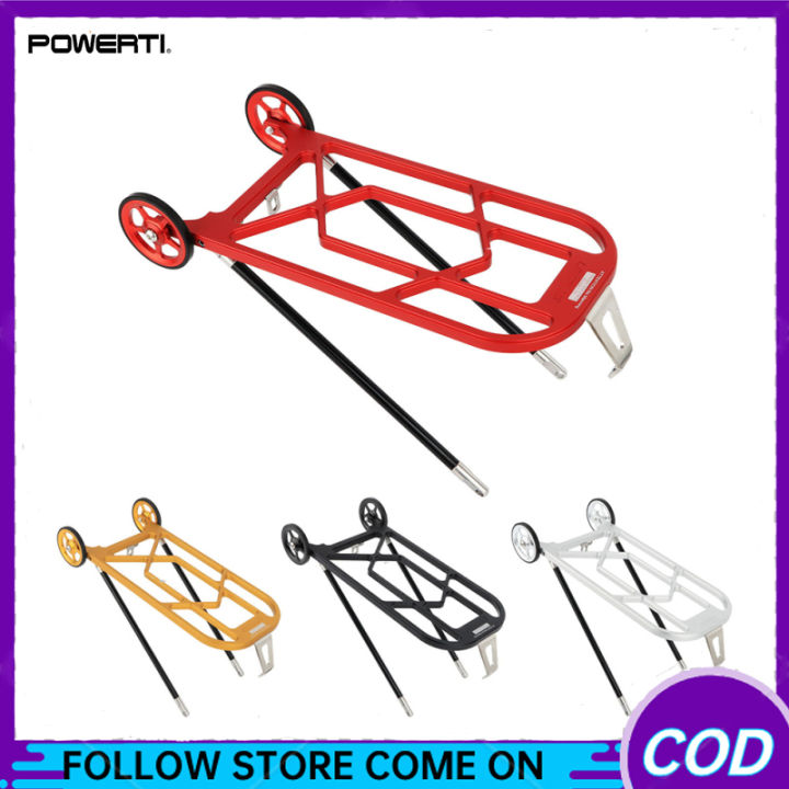 Folding Bike Rear Rack With Wheels High-strength Aluminum Alloy Luggage ...