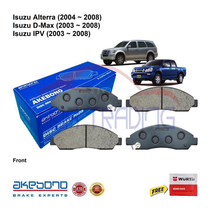 Genuine Akebono Front Brake Pads for Isuzu D-Max/IPV (2003-2008), Isuzu Alterra (2004-2008) w ...