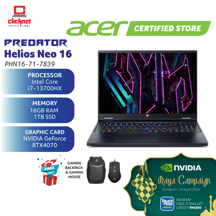 Duty free goods agent ACER PREDATOR HELIOS NEO 16 PHN16-71-7839 GAMING ...