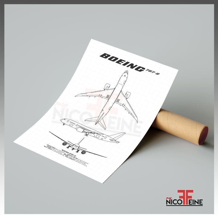 [Poster Only] Boeing 787 - 8 Dreamliner Flight Minimal Livery Blueprint ...