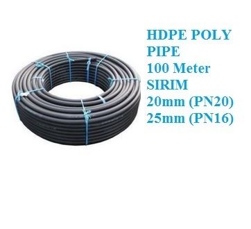 HDPE Poly Pipe Poly Paip 1/2" (20mm) , 3/4" (25mm) 1 Roll (100meter ...