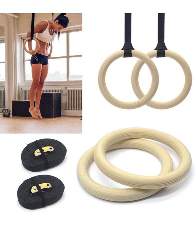 🇸🇬 [READY STOCK] Wooden Gymnastic Rings(pair) Olympic Heavy Duty ...