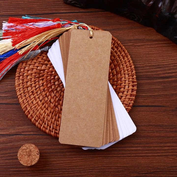 12 Pcs Rectangle Blank Cardboard Tassels Bookmark School Office ...