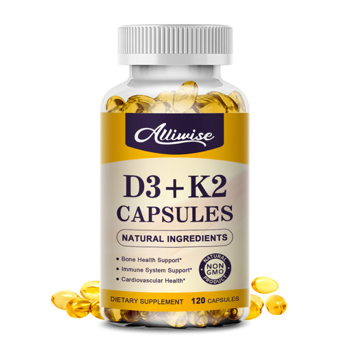 Alliwise Vitamin D3(5000iu) Plus Vitamin K2(Mk7 )200mcg Vitamin D3 K2 ...