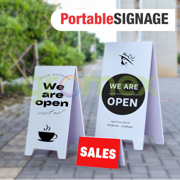 Indoor outdoor floor standing portable folding A board sign coffee shop ...