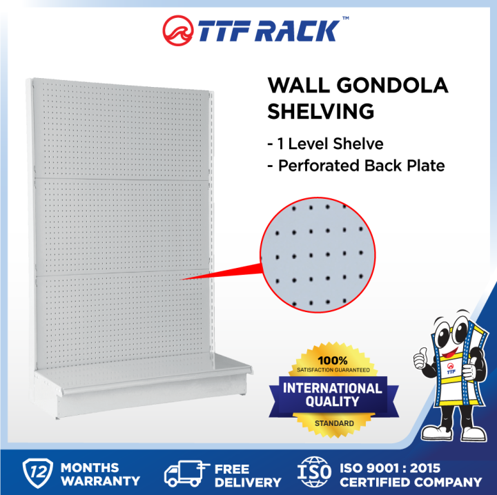 TTF Rack™ (WALL GONDOLA 1 LEVEL) Wall Gondola Perforated Back Plate ...