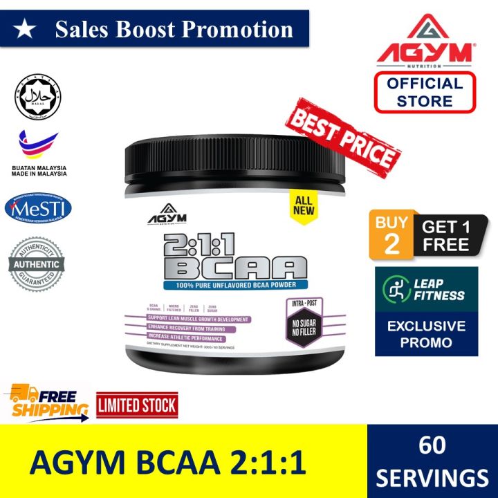 Agym Nutrition BCAA 2:1:1 --300g Pure Unflavoured (60 Servings) [HALAL ...