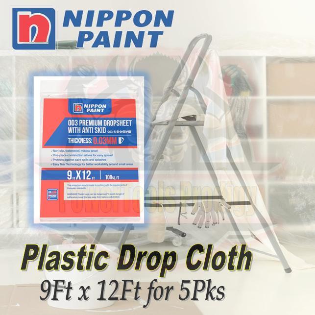NIPPON PAINT PLASTIC DROP CLOTH 9x12FT/ FOR PAINT COVER OR RENOVATION ...