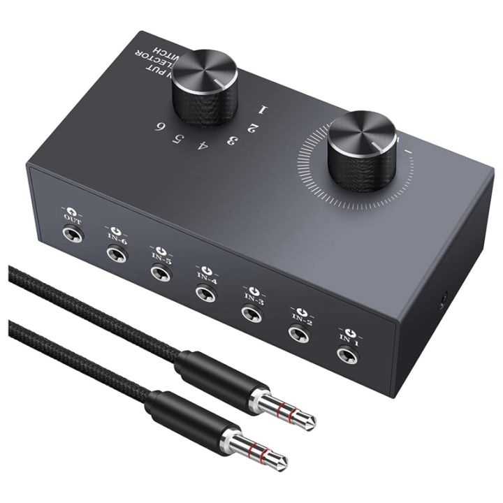 6 Ports 3.5mm Audio Switch Bidirectional 3.5mm Gray ABS Audio Switcher ...