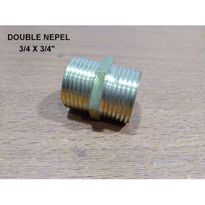 DOUBLE NEPEL 3/4 INCH KUNINGAN / dobel nepple nipel DRAT LUAR 2 SISI ...