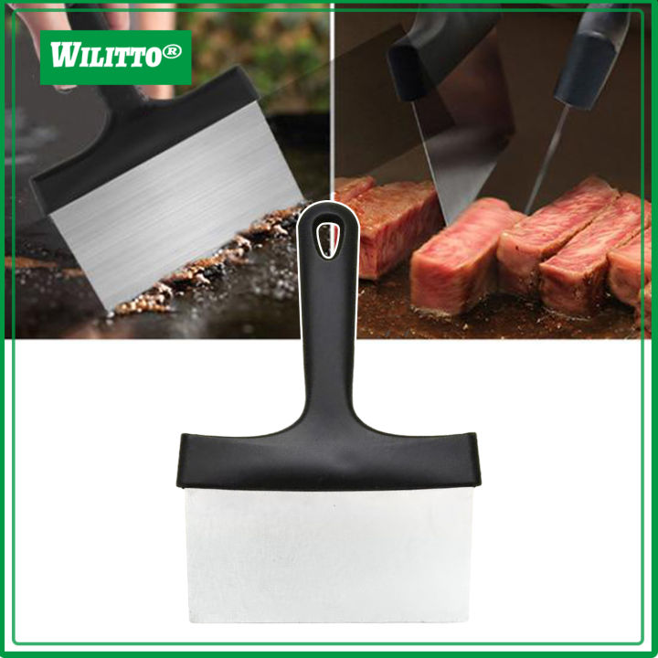 Stainless Steel Griddle Scraper with Handle BBQ Cleaning Shovel Flat ...