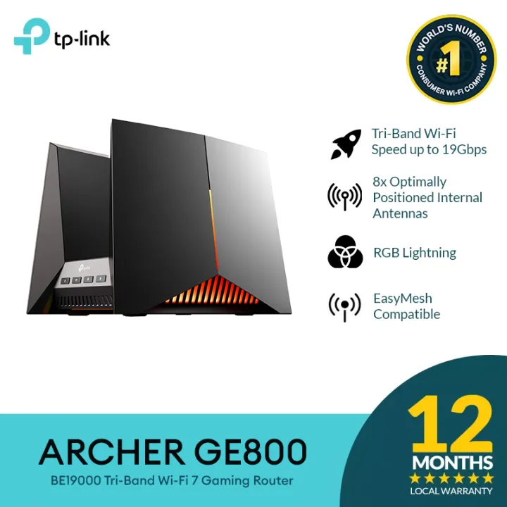 TP-LINK Archer GE800 New Tri-Band Wi-Fi 7 Gaming Router 19Gbps Speed ...