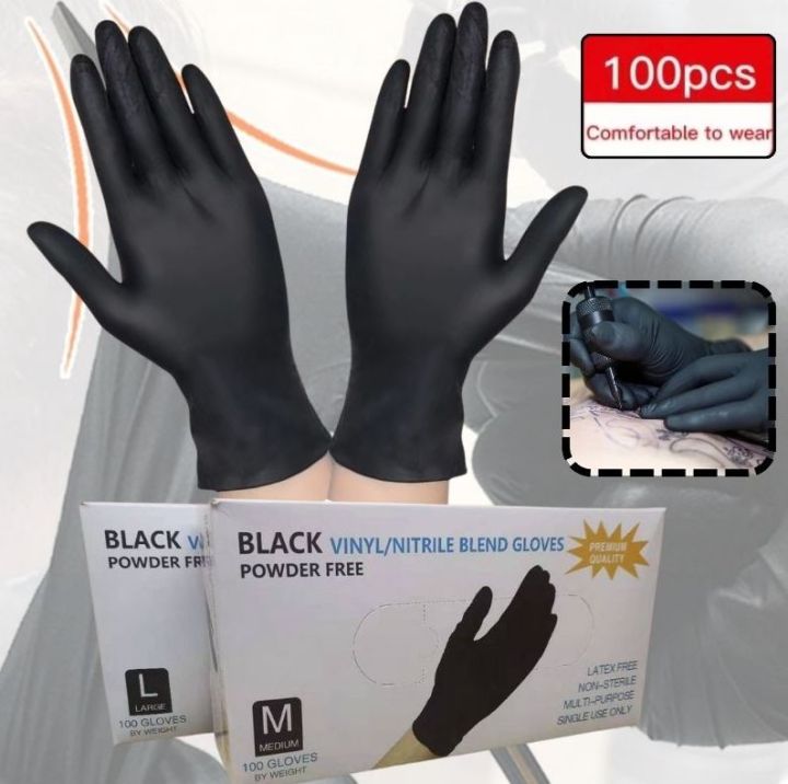 100 pcs Nitrile Gloves Powder Free Small/Medium/Large tattoo gloves ...