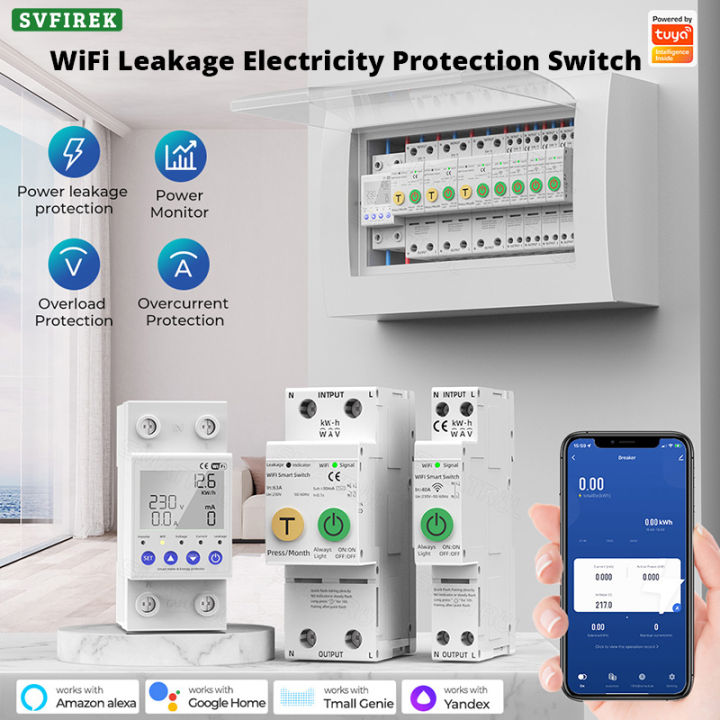 Tuya WiFi Smart Circuit Breaker Energy Meter Kwh Metering Smart Switch ...