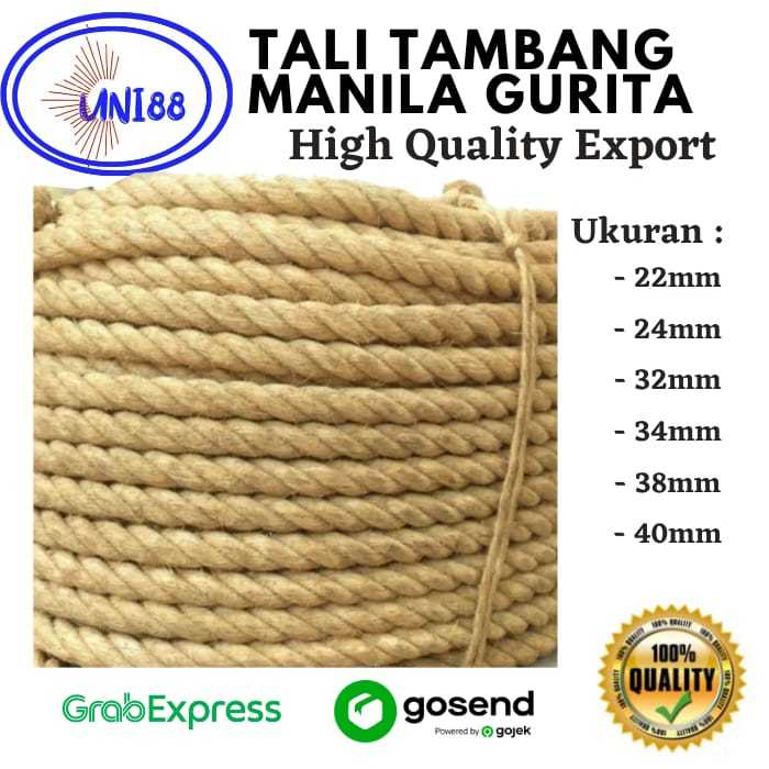 Tali Tambang Manila Besar 34mm 38mm 40mm Per Meter Jumbo Tali Dadung ...