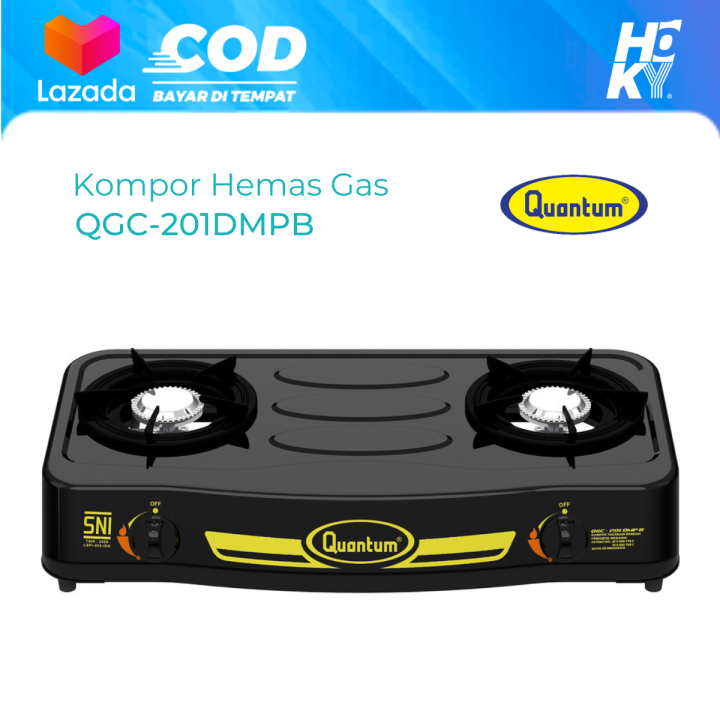 Kompor Gas 2 Tungku Quantum QGC 201 DMPB Burner Stainless Steel Pematik ...