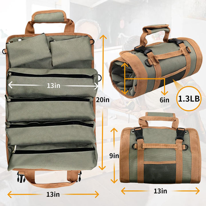 Heavy Duty Tool Roll Up Bag Organizer Wrench Roll Tool Roll Tool ...