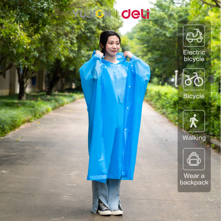 Spanspace EVA Raincoat Portable Raincoat For Adult Hooded Outdoor (Blue ...