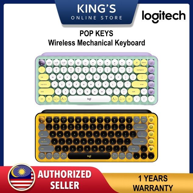 Logitech POP Keys Mechanical Wireless Keyboard with Customisable Emoji ...