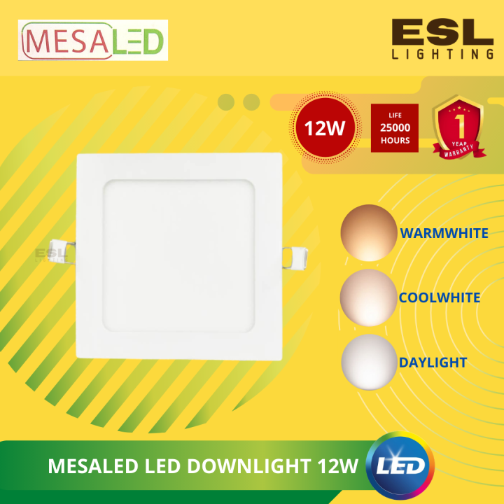 ESL LIGHTING MESALED LED Light Downlight 12Watt Square 4" INCI S1212 ...