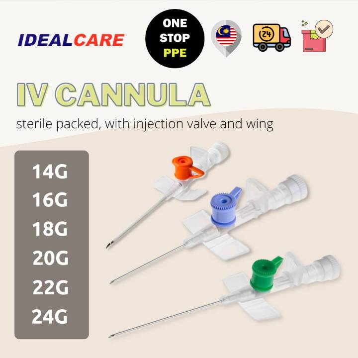 [OneStopPPE] IV Cannula with Wing & Injection Valve - Sterile Packed ...