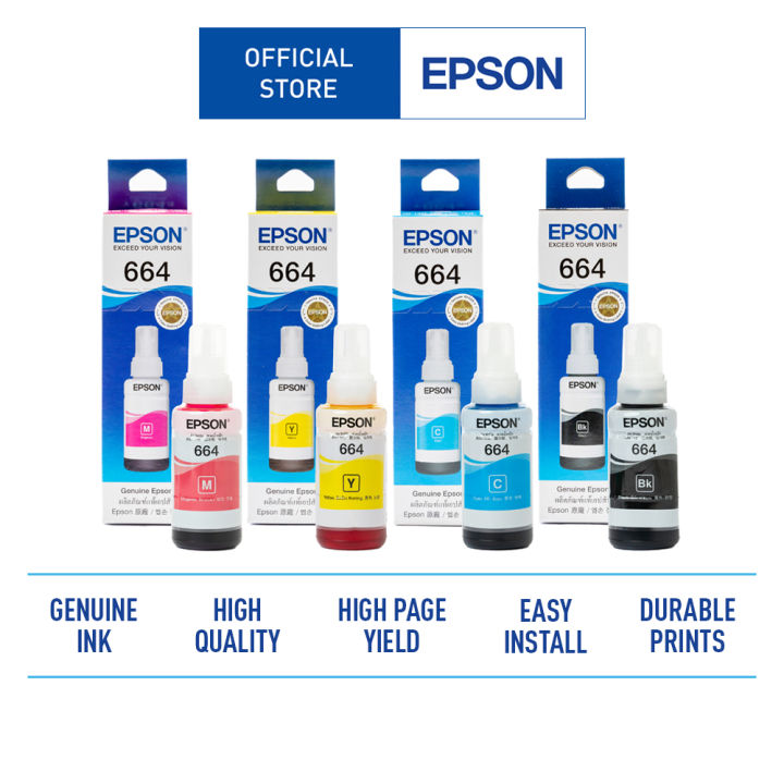 Epson T664 ink bottle (Black/Cyan/Magenta/Yellow) | Lazada Singapore