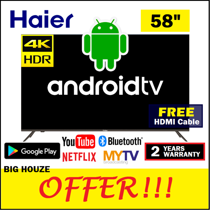 Haier H58K66UG PLUS 58" 4K UHD Smart Android LED TV with Youtube ...