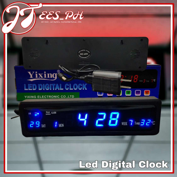 Digital Clock LED display with Date Month Temperature AMPM With Led ...