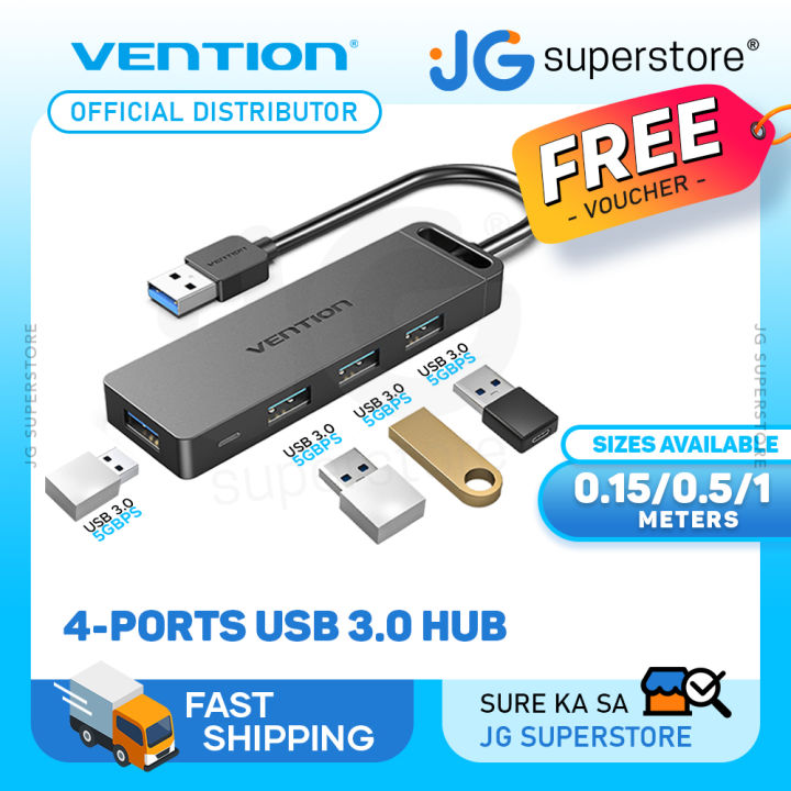Vention 4-Ports USB 3.0 Hub OTG Extension Charging Splitter with Power ...
