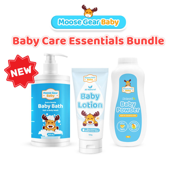 Moose Gear Baby Care Essential Bundle (Baby Bath 300ml, Lotion 100g ...