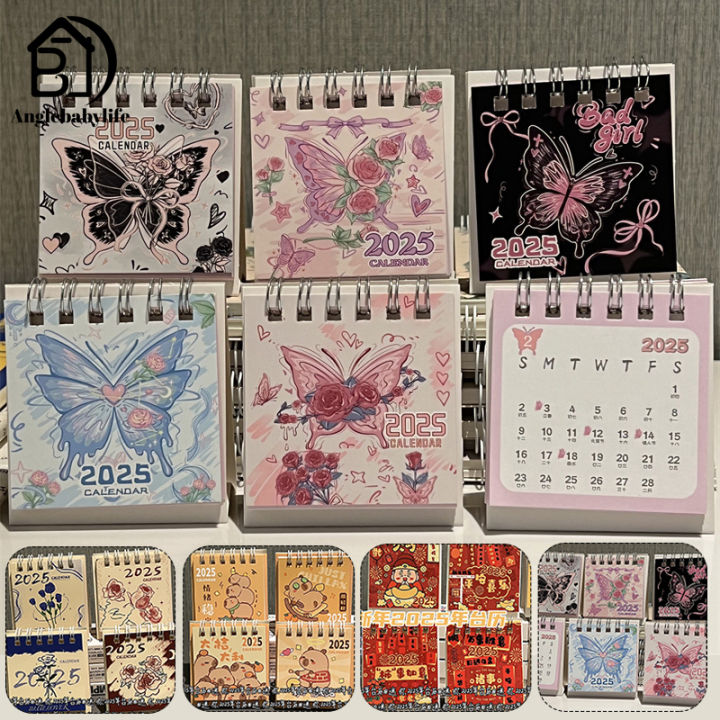 Anglebabylife Cute 2025 Desk Calendar Mini Yearly Monthly Daily Planner ...