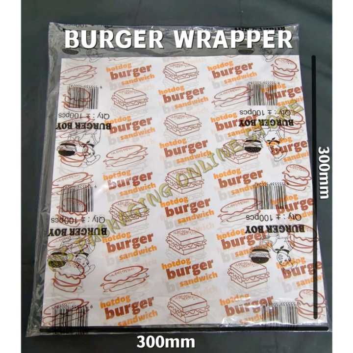 Burger Wrapper Paper ( 100sheets± ) Burger Boy- Burger Food Wrap Deli ...