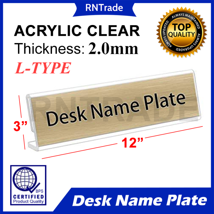 1pc - 12" x 3" Clear Transparent Acrylic Desk Stand Name Plate Holder ...
