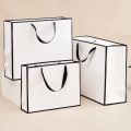 1Pc White Paper Bag W/ Black Border Gift Craft Paper Gift Plain Rope ...