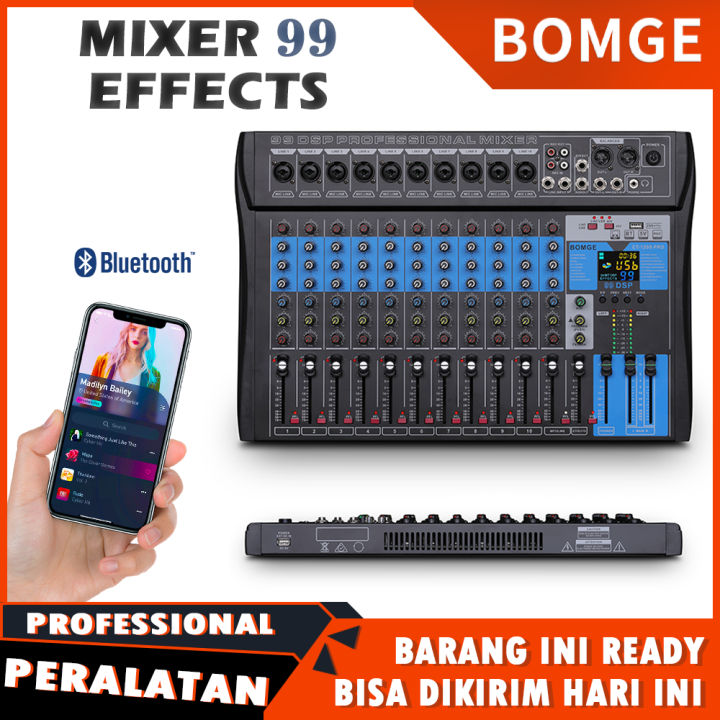 BOMGE 8/12/16 Channel Audio Mixer Sound Mixing Console with Bluetooth USB,PC Recording Input ...