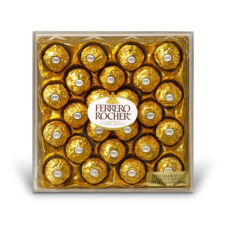 Ferrero Rocher Fine Hazelnut Milk Chocolate - 24 Count, Chocolate Candy ...