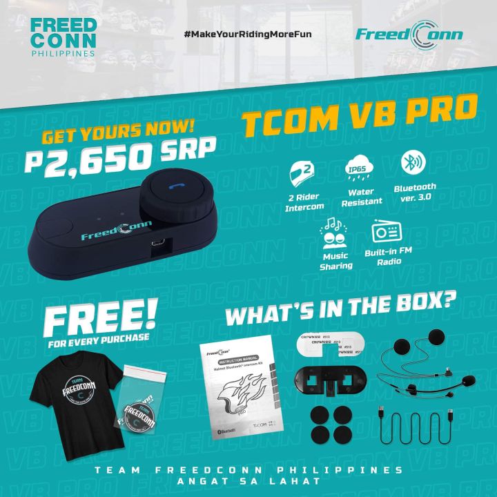FREEDCONN TCOM VB PRO Motorcycle Helmet Bluetooth Intercom (w/ Free ... FREEDCONN TCOM VB PRO Motorcycle Helmet Bluetooth Intercom (w/ Free ...