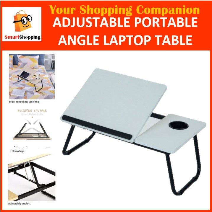 Adjustable Angle Laptop Table Bed Table Study Table with Cup Holder ...