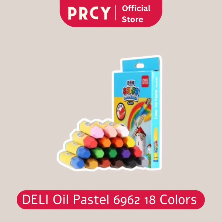 Alat Gambar Krayon Deli Oil Pastel (ASST) blue 6962 18 colors Crayon ...