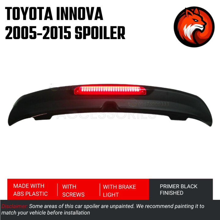 Toyota Innova 2005-2015 Red LED Rear Spoiler with Brake Light, Primer ...