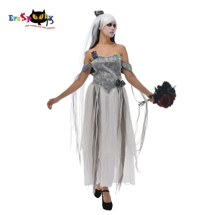Sexy Women Gothic Ghost Bride Dress Scary Adult Halloween Cosplay ...