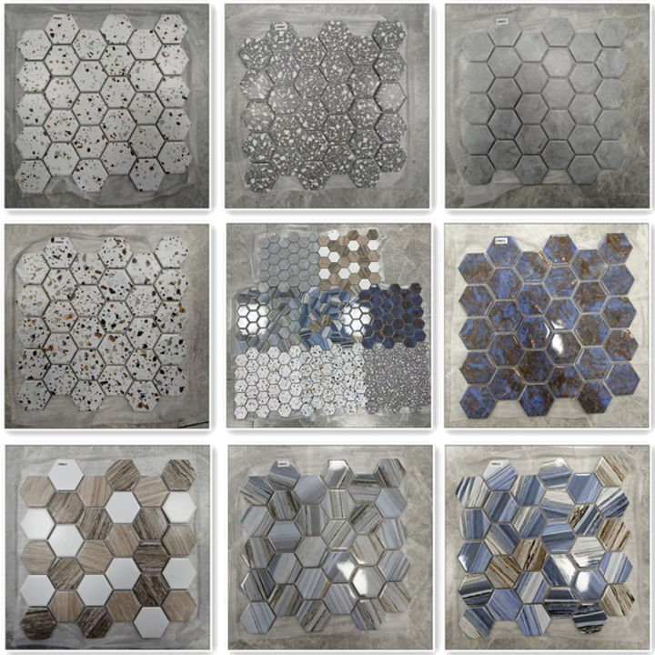 Ceramic hexagonal mosaic 51×59 tile hexagonal kitchen bathroom non-slip ...