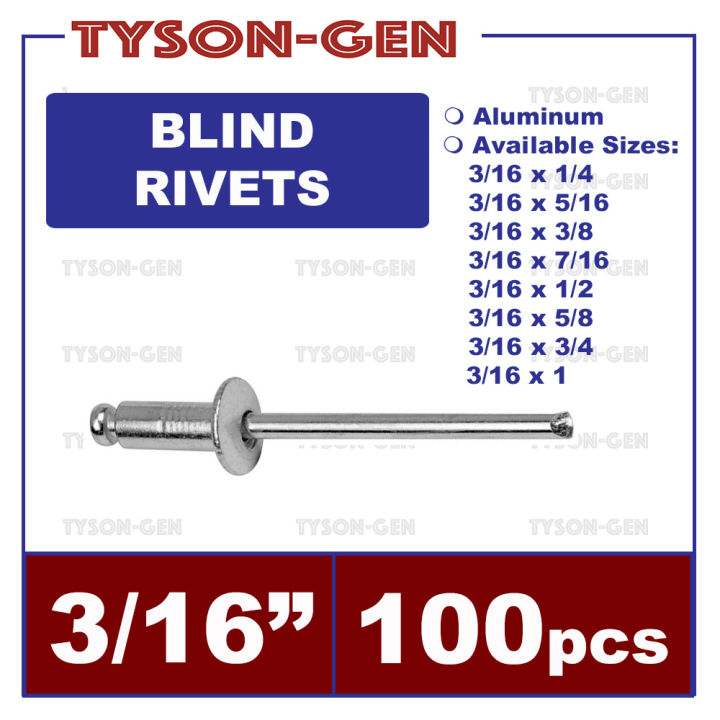 Blind Rivets 3/16" x 1/4" to 1" - Aluminum 100pcs | Lazada PH