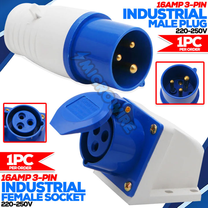 IP44 Industrial Plug Socket Waterproof Connector 3PIN 16A Electrical ...