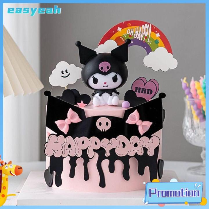 EASYEAH Happy Birthday Decoration Kuromi Cake Topper Acrylic Birthday ...