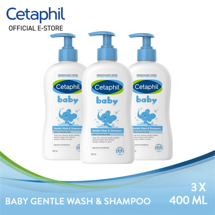 CETAPHIL BABY WASH & SHAMPOO FOR HAIR & BODY 400ML x 3 FOR BABY ...