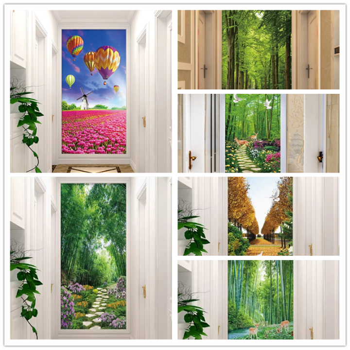 Nature Scenery Gateway Mural Self adhesive Corridor Door Sticker ...