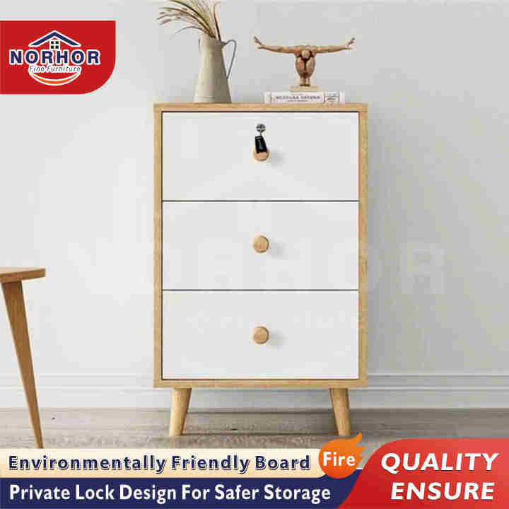 NORHOR Bedside Table Three-layer Drawer Bedside Table With Lock Side ...